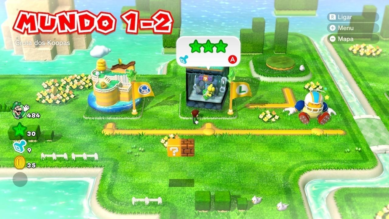 Super Mario 3D World: Locais das estrelas e carimbos do World 1