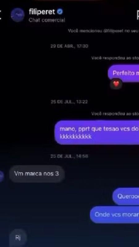 Filipe Ret convida fã para ménage com namorada: 'Vamos nós três'