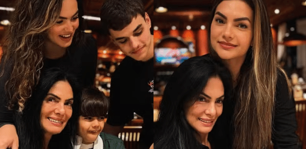 Kelly Key posa com a mãe e os filhos e aparência chama a atenção