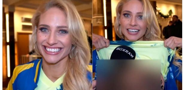 Lutadora choca repórter ao expor os seios: 'Stripper de luxo'