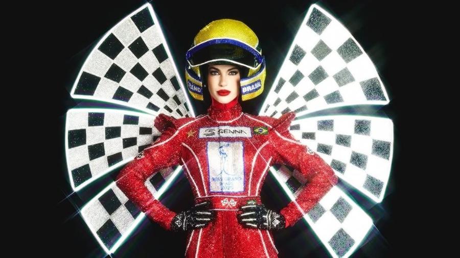 Brasileira vence categoria de concurso de beleza com homenagem a Senna