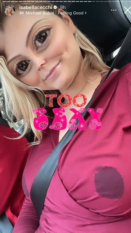 Isabella Cecchi mostra peito vazando leite em trânsito de São Paulo