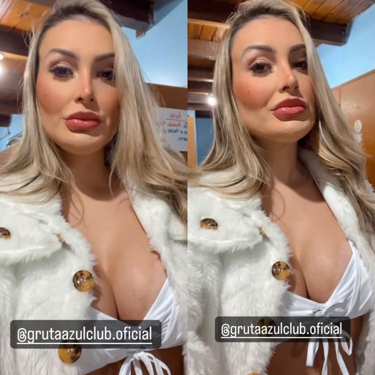 Andressa Urach exibe look para voltar à boate de entretenimento adulto