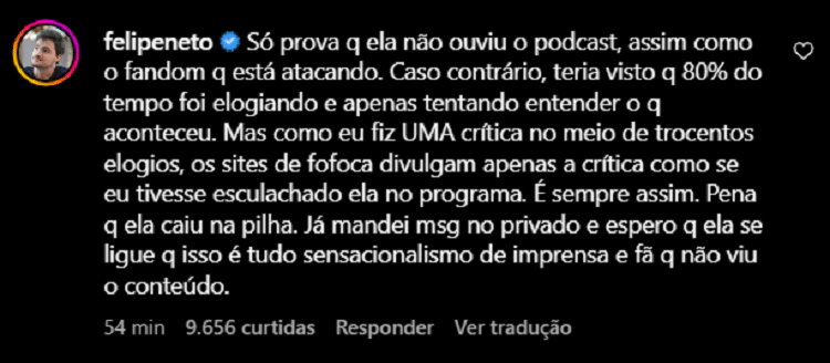 Felipe Neto cita 'grande defeito' de Anitta e diz: 'Tenho milhões'