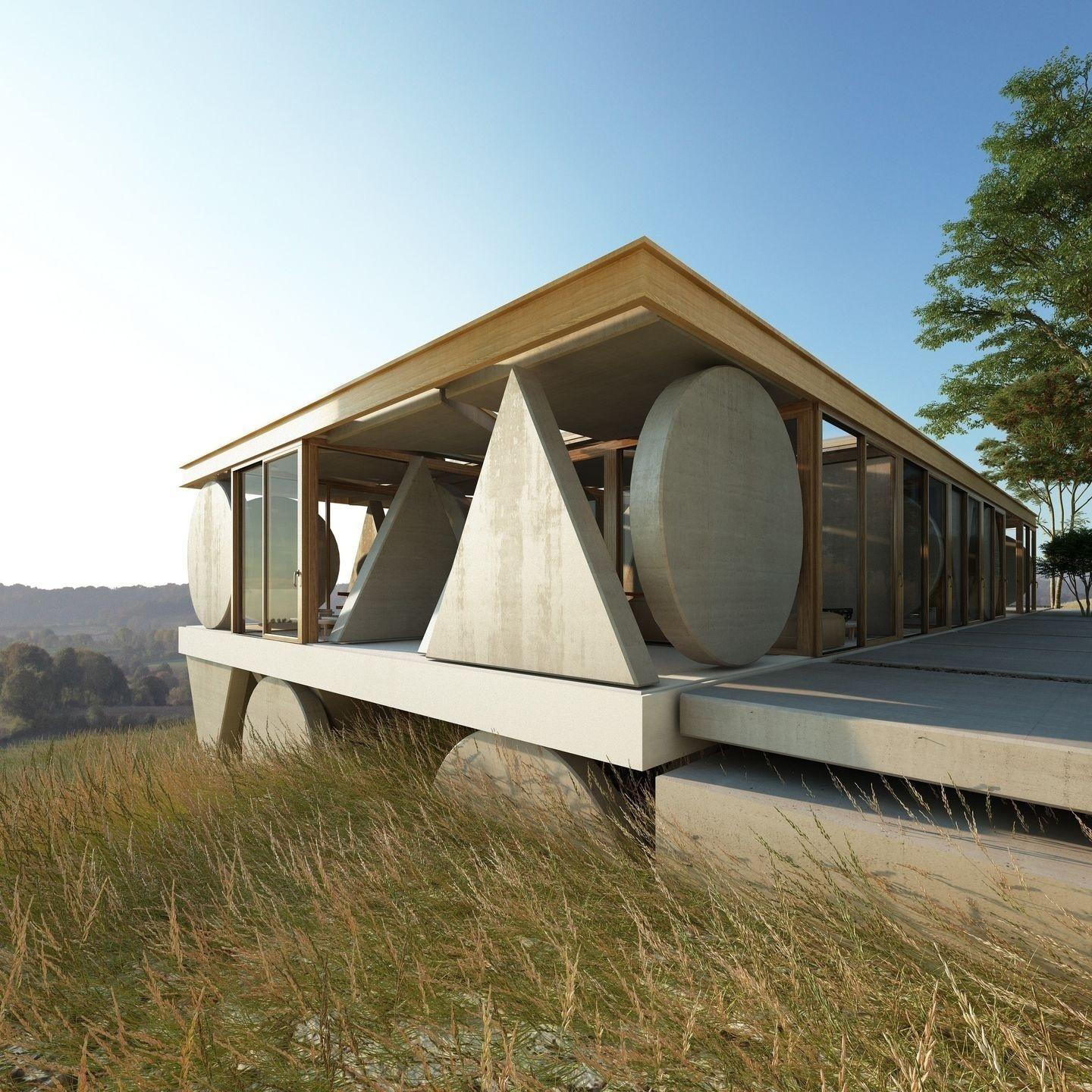 Fotos: Casa dispensa paredes tradicionais e usa formas geométricas ...