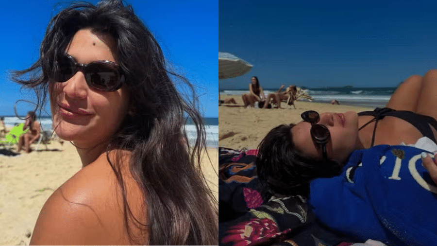 Giulia Costa renova bronzeado na praia e é elogiada: 'Belíssima'