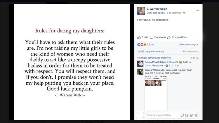 Pai de três meninas e padrasto de mais duas, ele "deu as regras" e ...