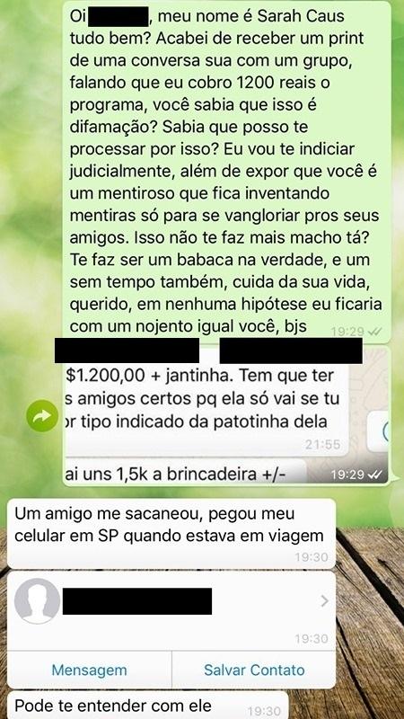 Sarah Caus é difamada e tem celular divulgado como prostituta: "Homens ...