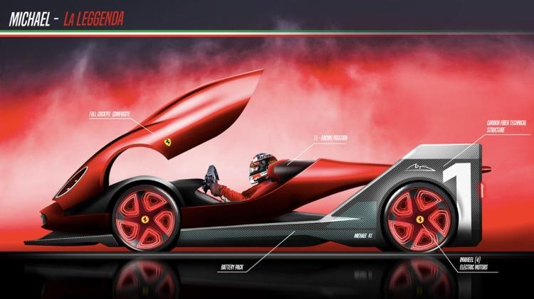 Inspirado em Schumacher e Ferrari, designer cria carro futurista