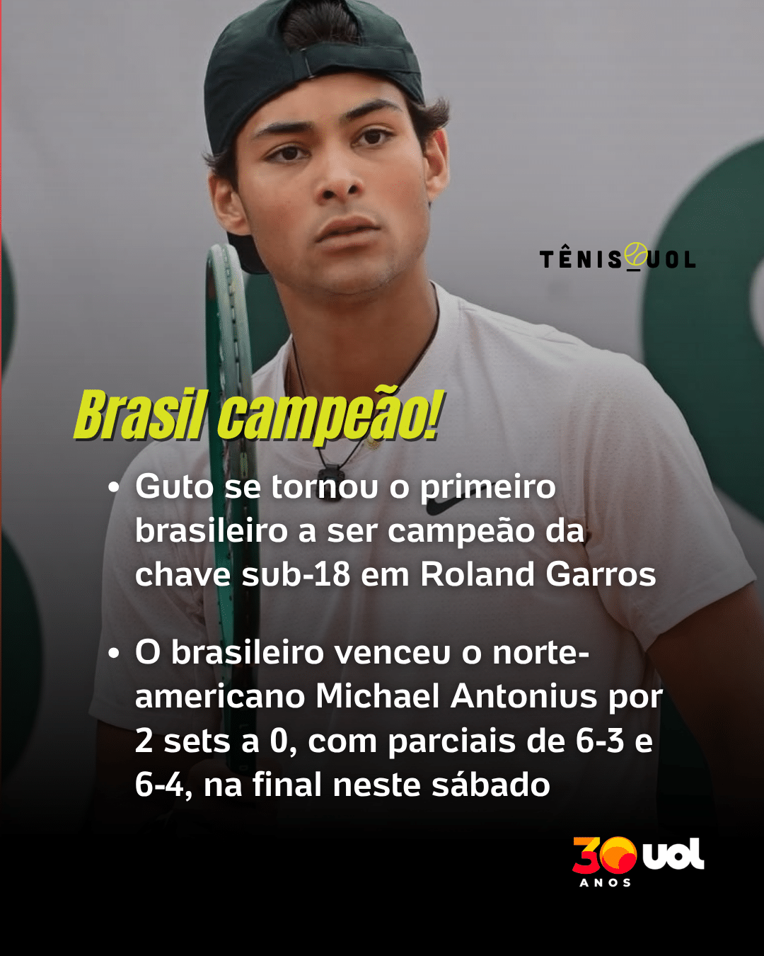 Roland Garros: Guto Miguel conquista título inédito para o Brasil