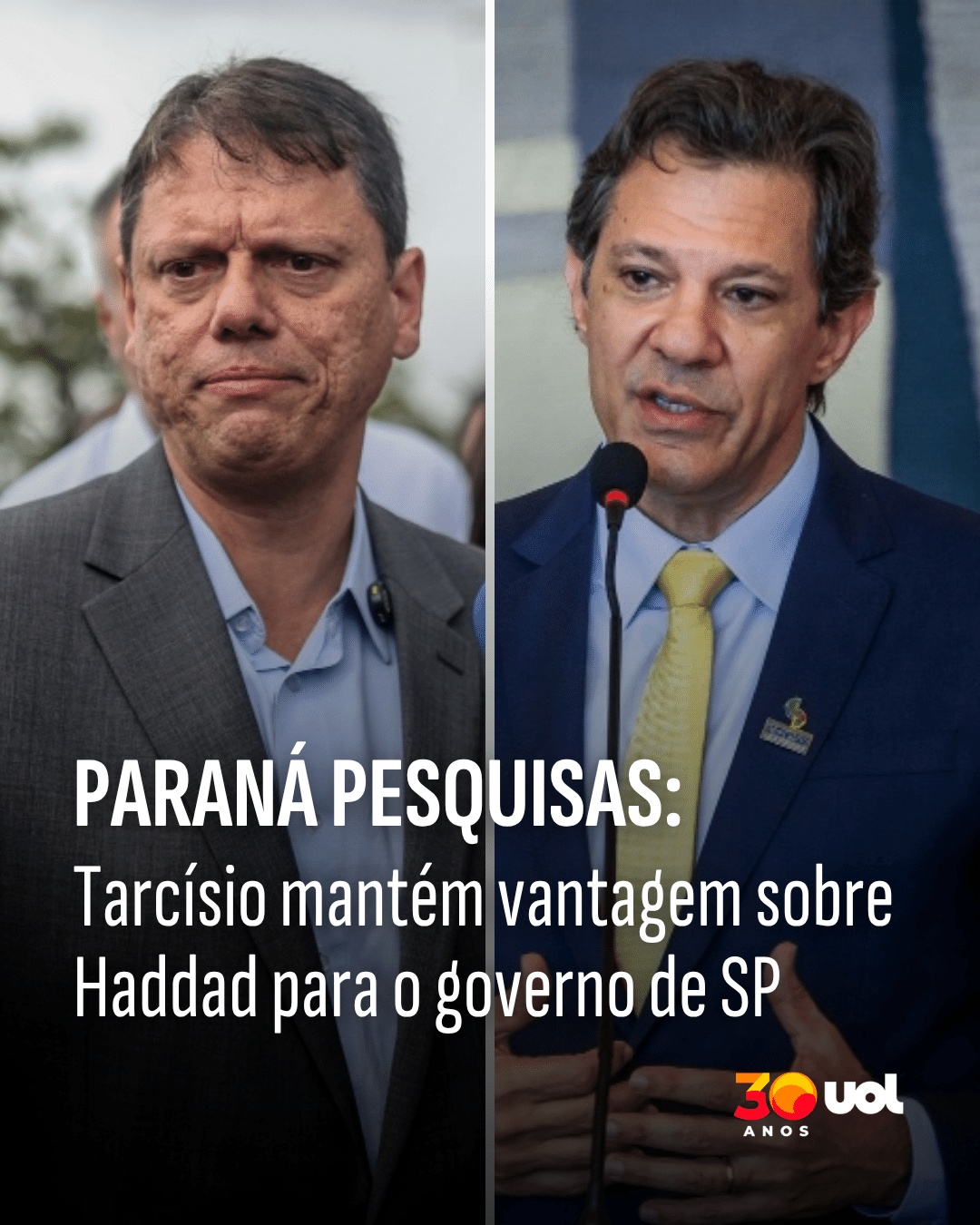 Tarcísio mantém vantagem sobre Haddad: os números da Paraná Pesquisa ...
