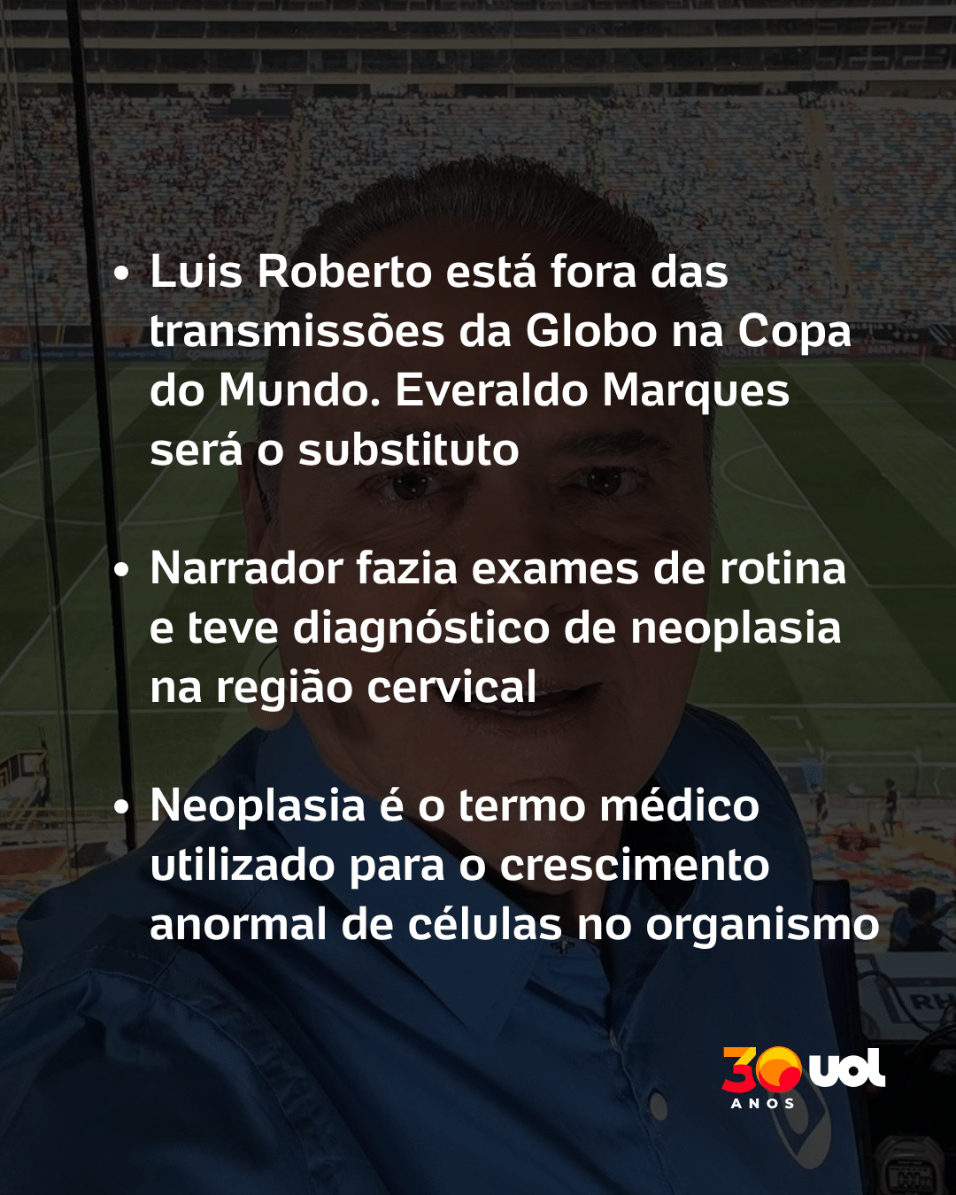 Luis Roberto chega à metade do tratamento de neoplasia