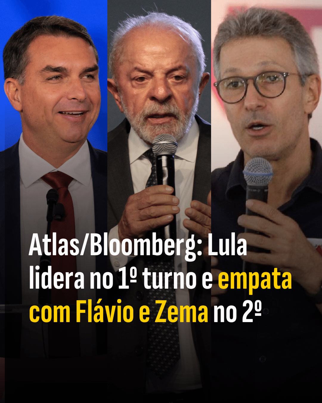 Pesquisa Atlas/Bloomberg: Lula lidera 1º turno e empata no 2º