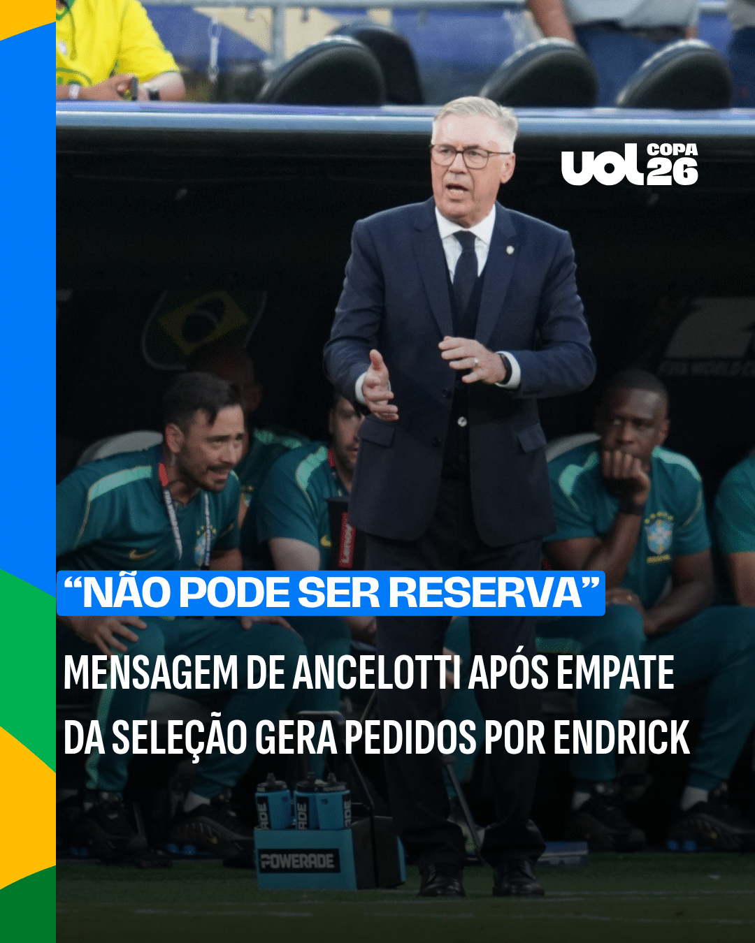Ancelotti, após empate do Brasil: 'Copa não se ganha no primeiro jogo'
