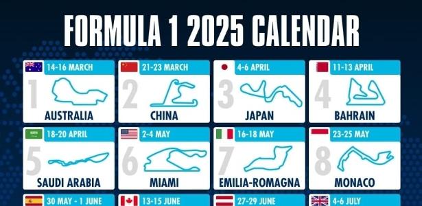 F1 divulga calendário de 2025 com GP Brasil no início de novembro