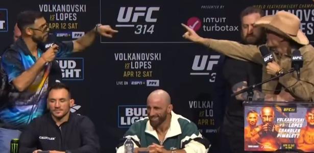 Treta! Diego Lopes e Yair Rodriguez discutem na coletiva do UFC 314