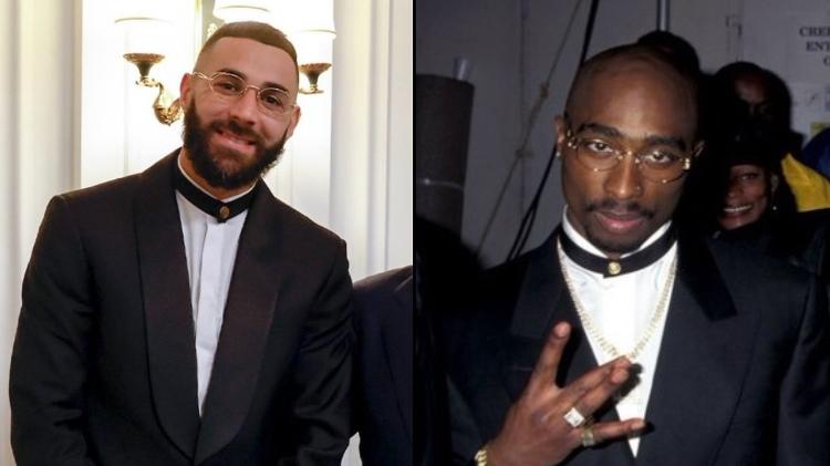 Bola de Ouro: Look de Benzema é comparado ao de rapper Tupac; veja