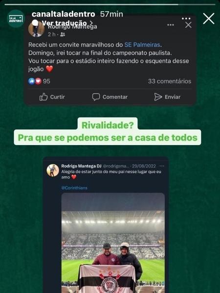 DJ corintiano diz que teve show barrado na final; Palmeiras nega