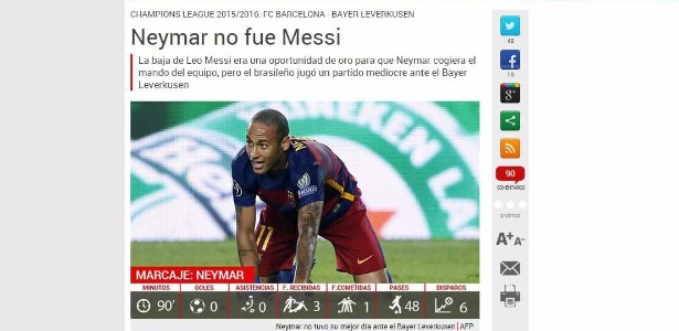 Imprensa da Europa critica atuação de Neymar contra Bayer: 'não foi ... Imprensa da Europa critica atuação de Neymar contra Bayer: 'não foi ...