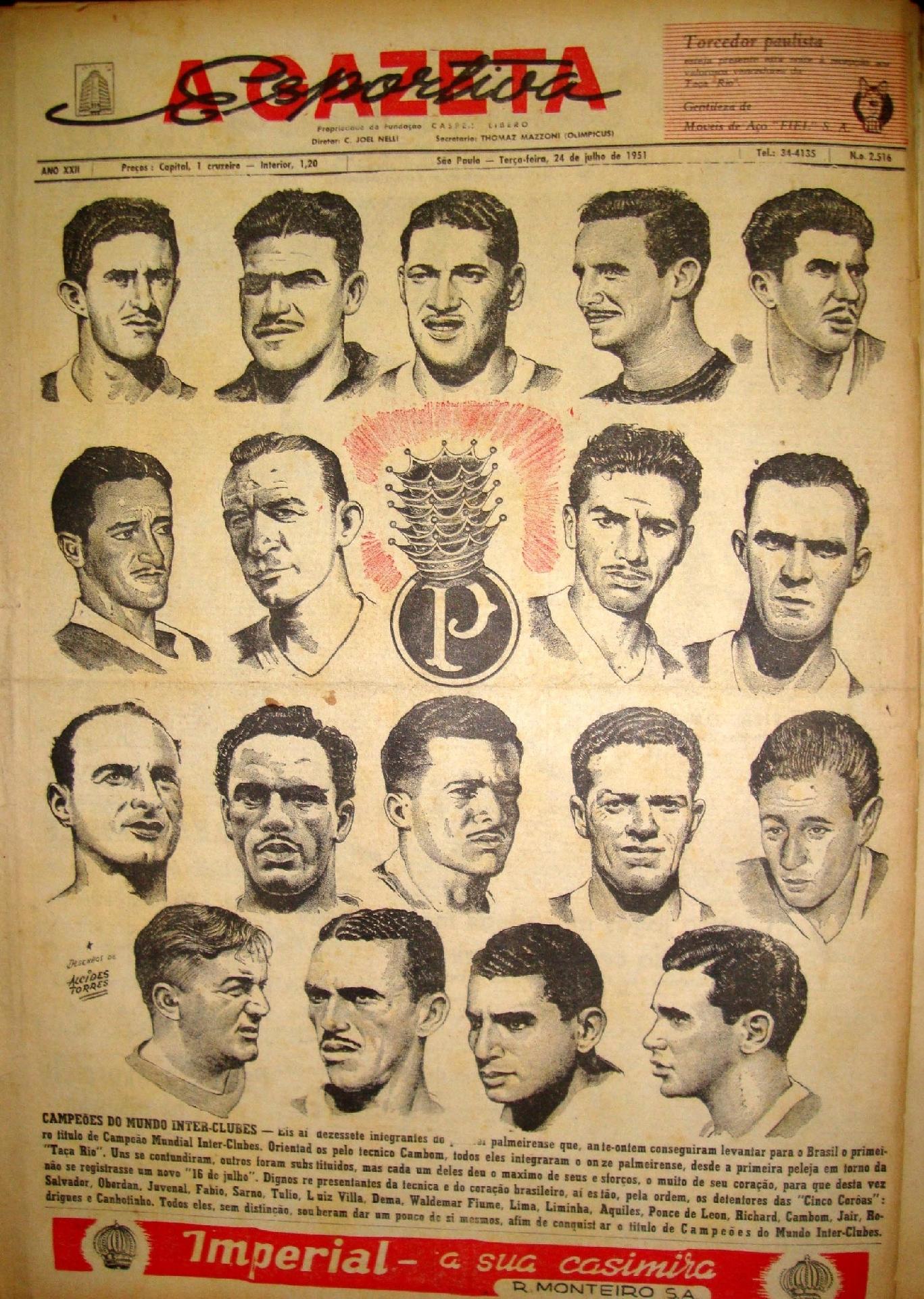 "Palmeiras campeão do mundo!": Como jornais retrataram a Copa Rio 1951