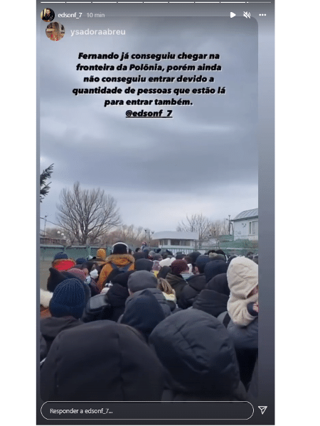 Brasileiros de time ucraniano chegam na fronteira com a Polônia a pé