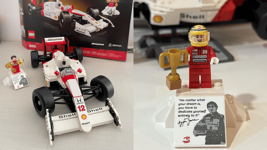 Conjunto de lego com Ayrton Senna e carro da McLaren está em oferta