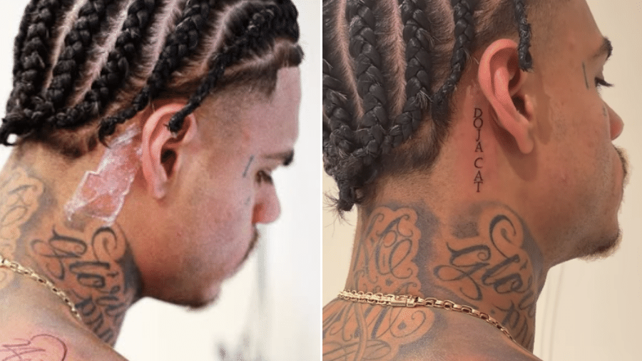 MC Cabelinho troca tatuagem de Bella Campos por nome de cantora
