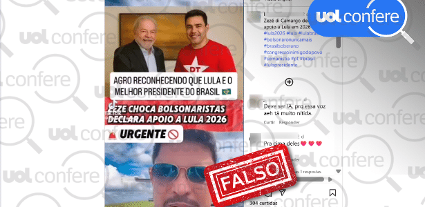 Zezé de Camargo não declarou apoio a Lula; vídeo foi manipulado por IA