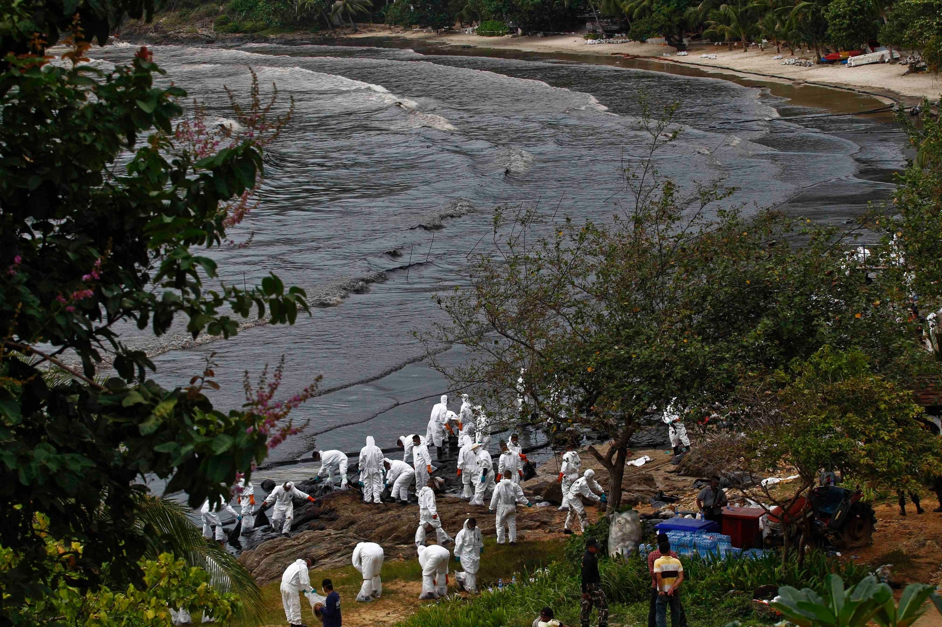 Maré negra atinge ilha turística após vazamento de 50 mil litros de ...
