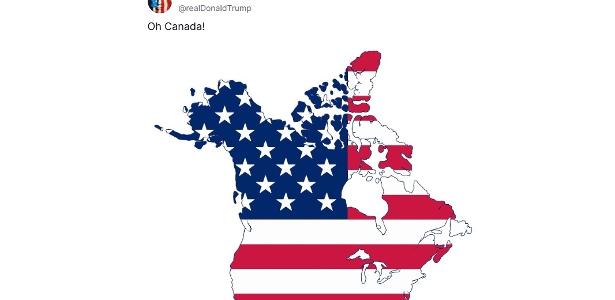 Após fala polêmica, Trump posta mapa falso dos EUA com Canadá anexado