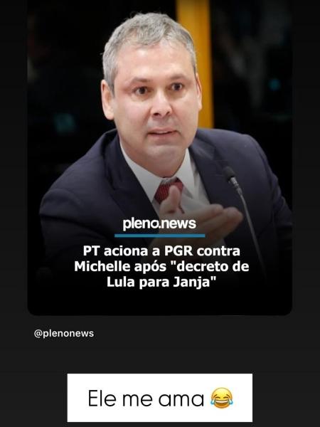 'Ele me ama': Michelle ironiza líder do PT que acionou PGR contra ela