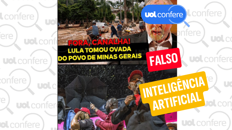 Lula não levou ovada durante visita a MG; imagem foi criada por IA