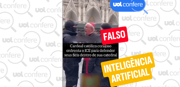 Cardeal de Chicago não enfrentou agentes do ICE; vídeo é IA