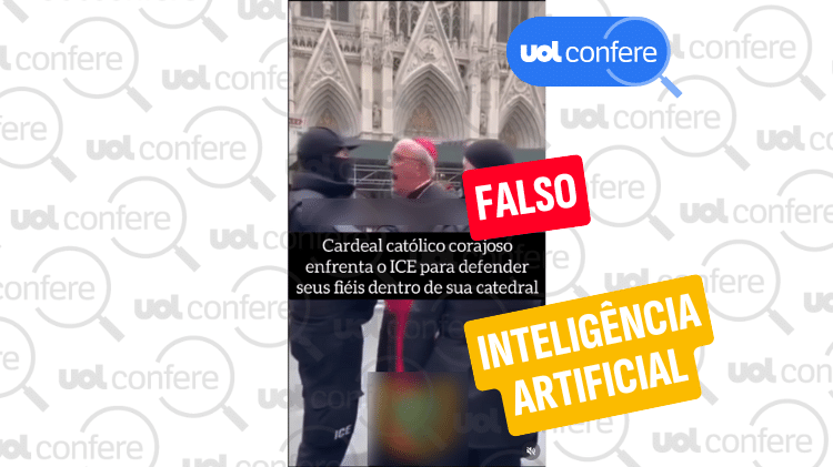 Cardeal de Chicago não enfrentou agentes do ICE; vídeo é IA