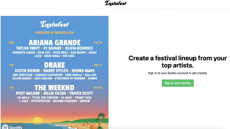 Instafest: como usar app que mostra seu line-up dos sonhos no Spotify