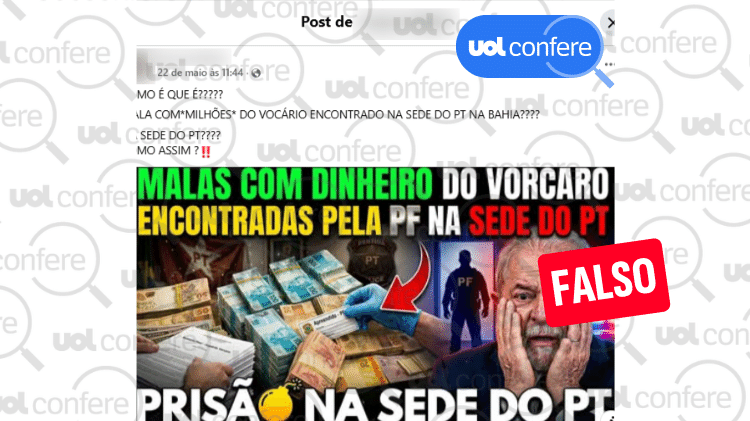 É falso que PF tenha flagrado Lula com mala de dinheiro de Vorcaro
