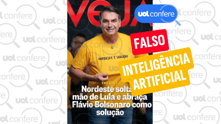 É falsa capa da Veja sobre Nordeste 'soltar' Lula e 'abraçar' Flávio