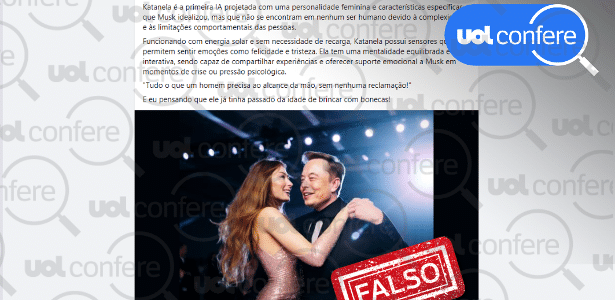 É falso que Elon Musk anunciou casamento com robô chamada Katanela