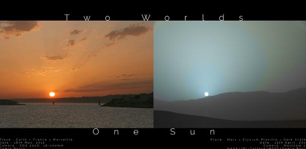 Compare fotos do pôr do sol visto da Terra e de Marte