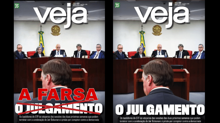 Flávio Bolsonaro manipula capa da Veja sobre julgamento no STF