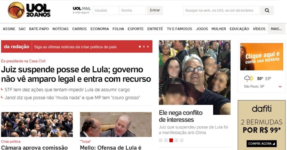 Pelo segundo dia consecutivo, home-page do UOL bate recorde de ...