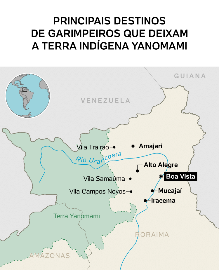 Garimpeiros se espalham por cidades vizinhas a Terra Yanomami