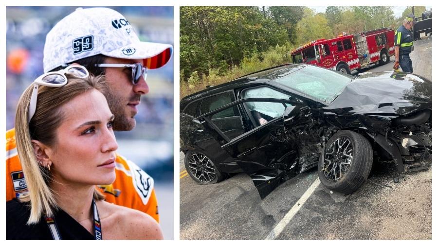 Filha de Nelson Piquet sofre acidente nos EUA e carro fica destruído