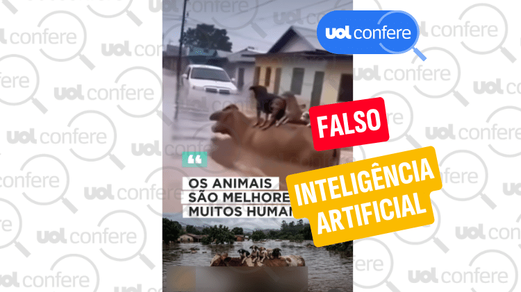 Vídeo de vaca carregando cães durante enchente em MG foi criado por IA