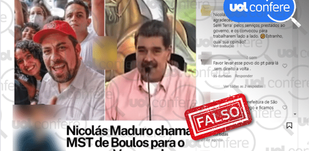 Maduro comentou parceria com o MST; Boulos é ligado ao MTST