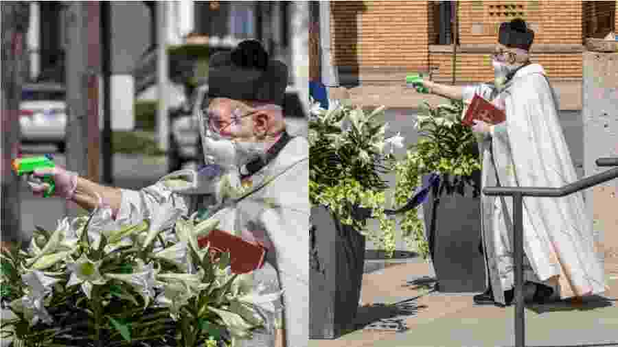 Coronavírus: padre dos EUA joga água benta em fiéis com arma de ...