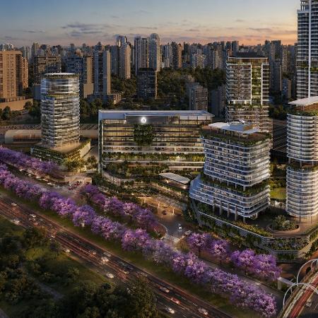 Complexo imobiliário cria corredor de ipês-roxos na Marginal Pinheiros