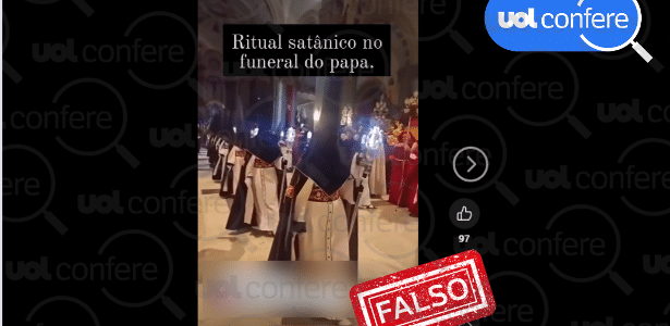 Vídeo é de procissão espanhola; não ritual satânico em funeral do papa