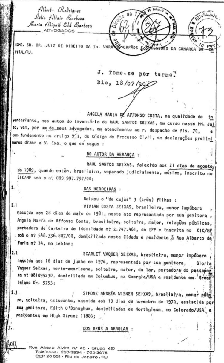 Filha de Raul Seixas mostra testamento: 'Sempre caminho na verdade'