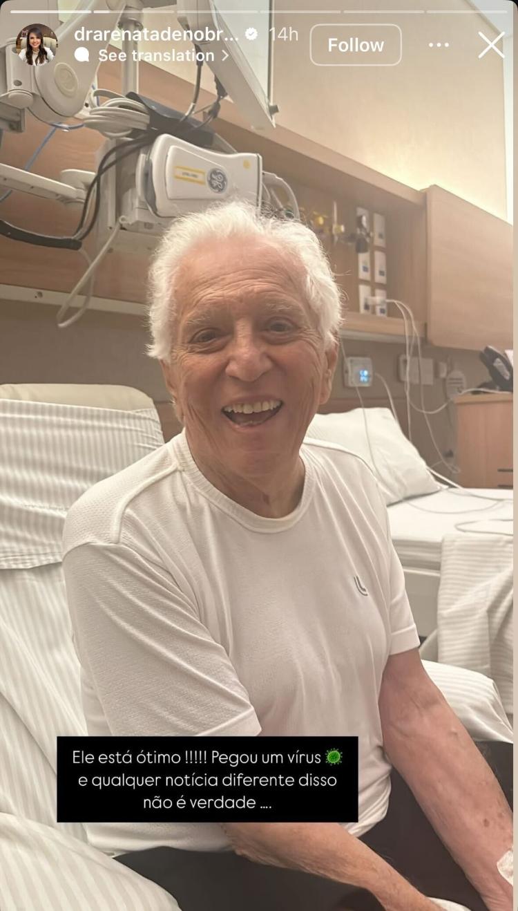 Carlos Alberto de Nóbrega segue no hospital e esposa atualiza quadro